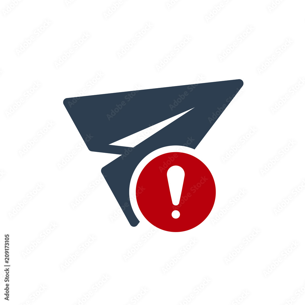 Paper plane icon, other icon with exclamation mark. Paper plane icon ...