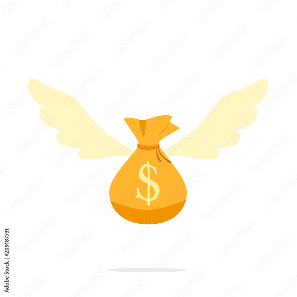 Flying money sack. Stock Vector | Adobe Stock