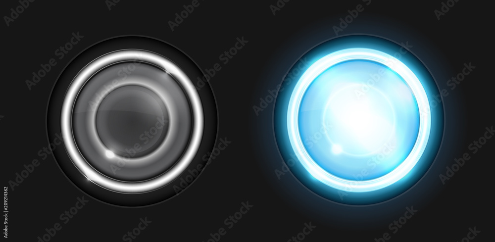 Realistic round glass lamp or car headlight isolated on black ...