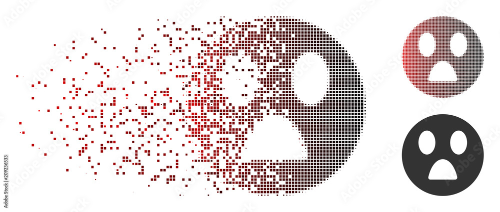 Vector wonder smiley icon in dissolved, dotted halftone and undamaged ...