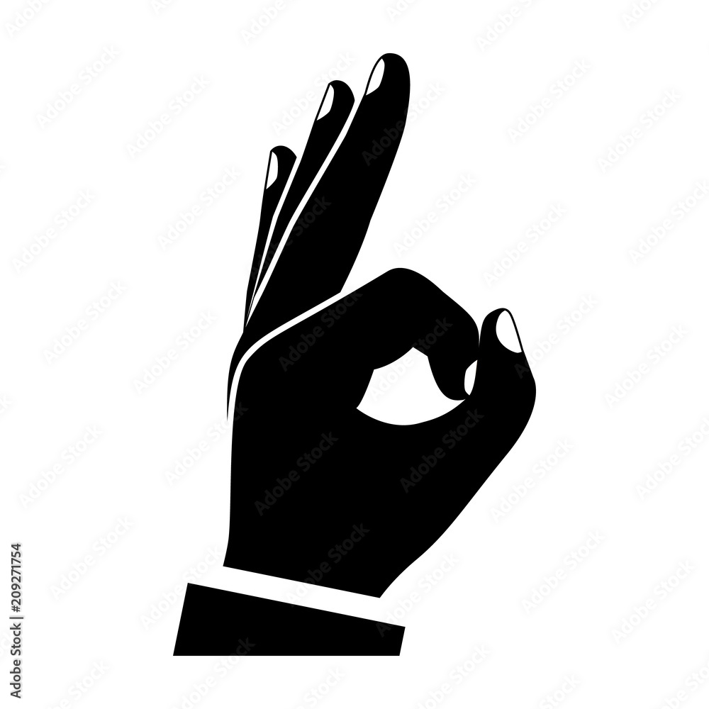 Ok hand gesturing fingers. OK silhouette sign as symbol of consent ...