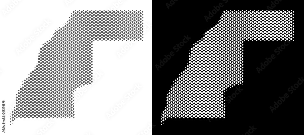 Image vectorielle Stock Halftone circle pixel Western Sahara map ...