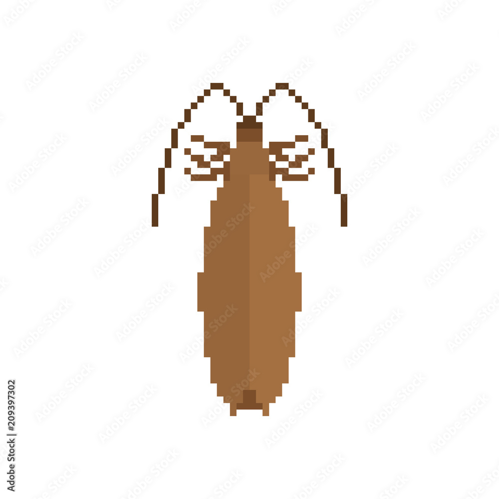 Vector de Stock Cockroach Pixel art. Insect 8 bit. Beetle digital. Bug ...