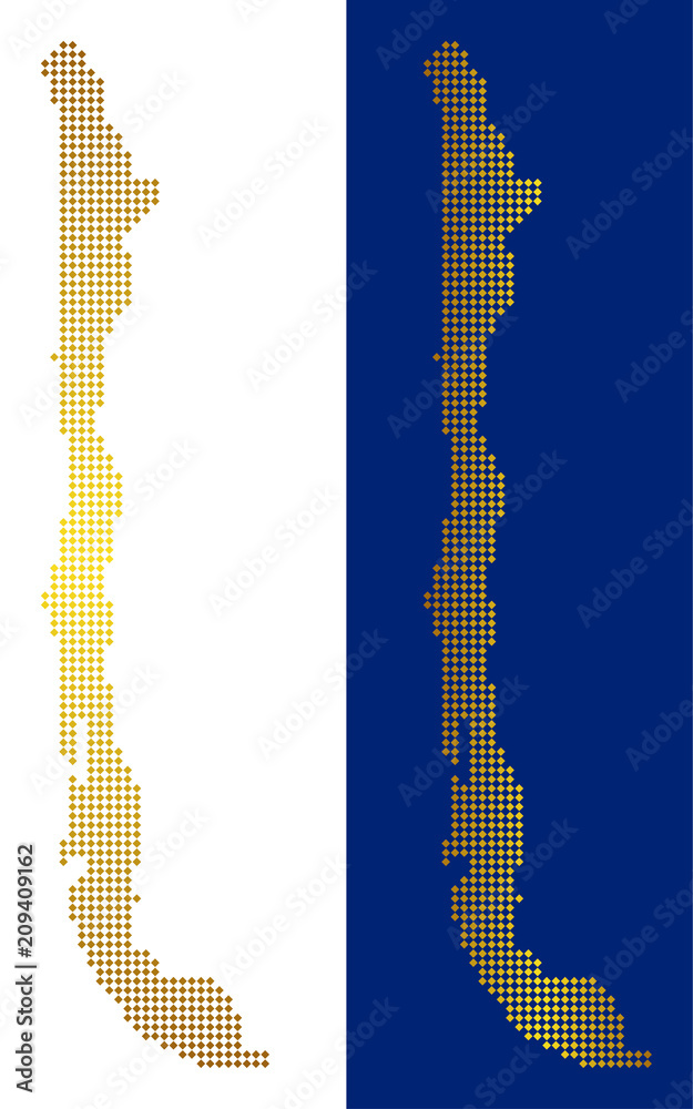 Golden dotted Chile map. Vector geographic maps in shine colors with ...