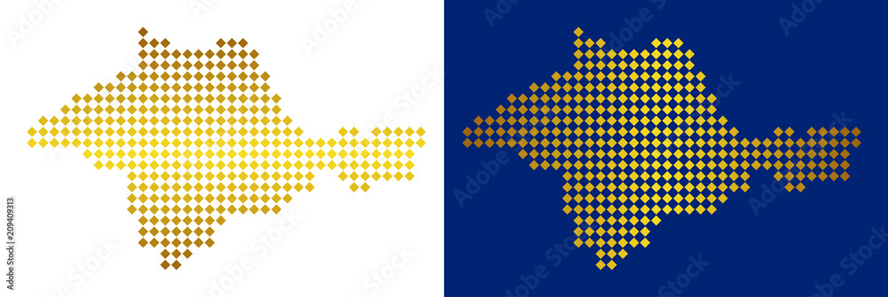 Gold dotted Crimea map. Vector territory maps in shiny colors with ...