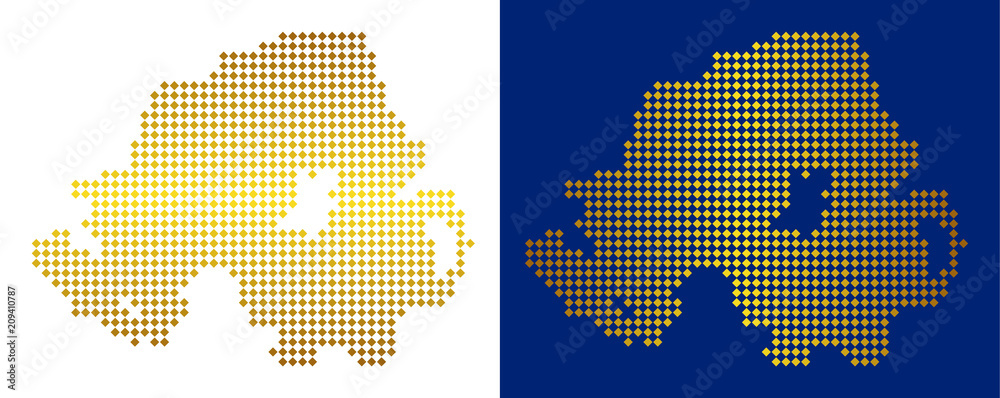 Gold dotted Northern Ireland map. Vector territorial maps in shiny ...