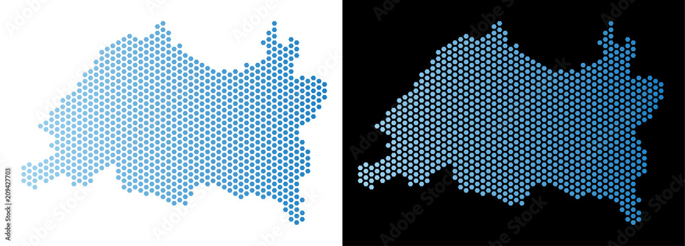 Hex Tile Tatarstan map. Vector geographic scheme in light blue color ...