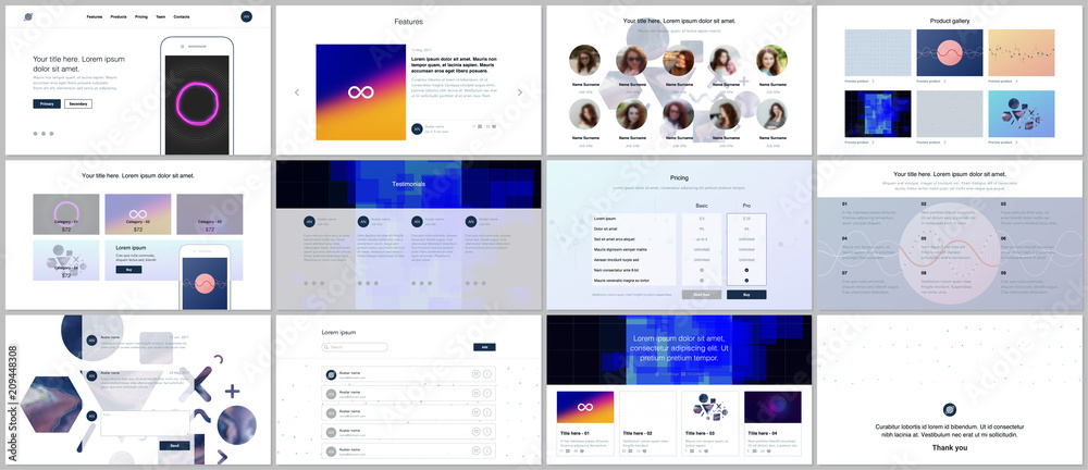 Vector templates for website design, minimal presentations, portfolio ...