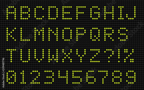 LED Dot-Matrix Display Letters and Numbers Stock Vector | Adobe Stock