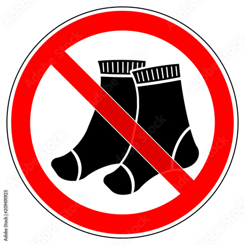srr373 SignRoundRed - german - Verbotszeichen: Betreten mit Socken ...