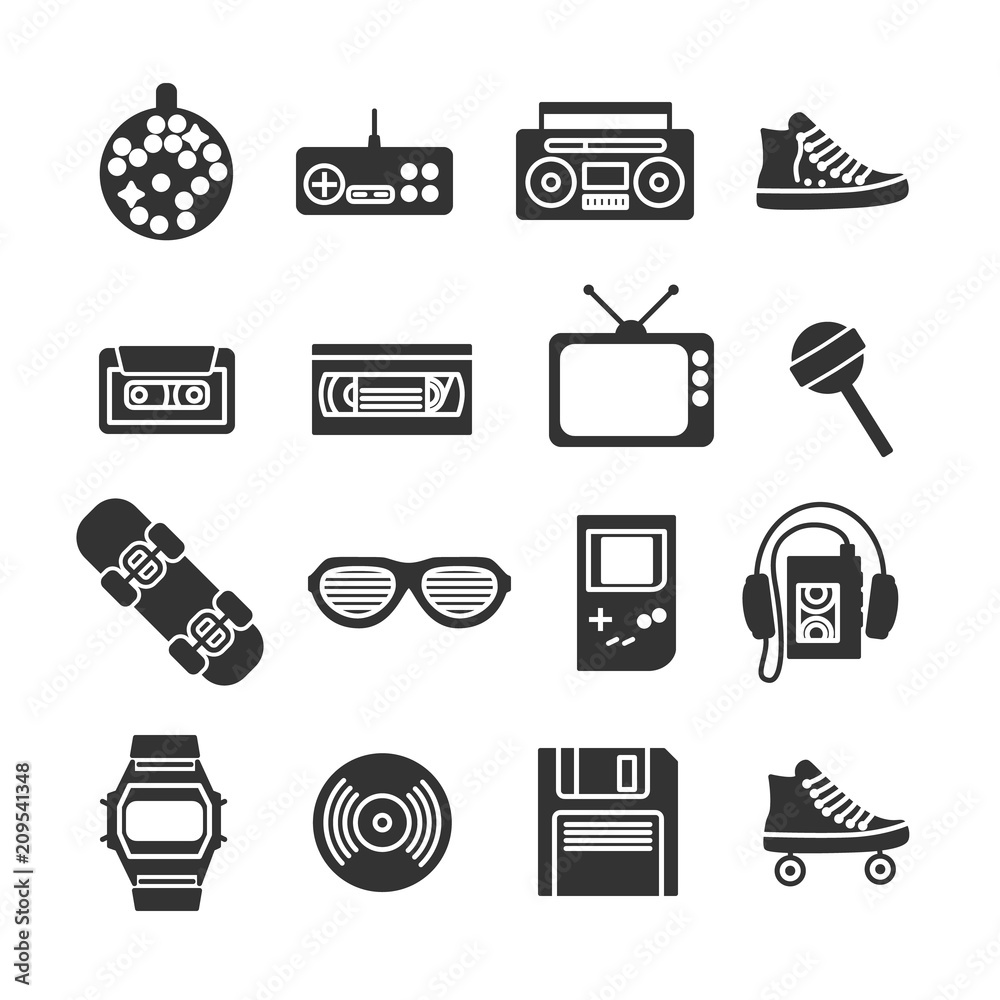 Vector image set of retro 80s icons. Stock Vector | Adobe Stock