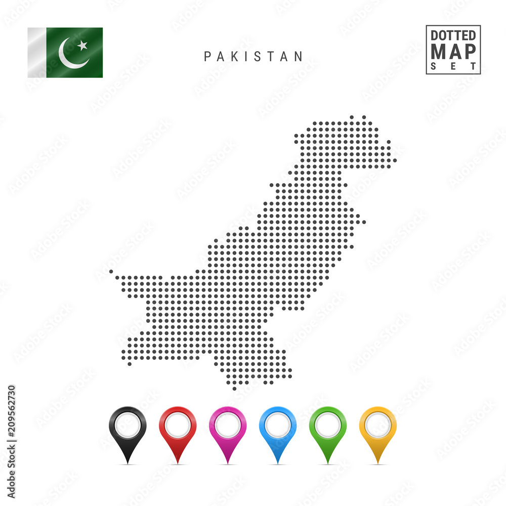Vector Dotted Map of Pakistan. Simple Silhouette of Pakistan. National ...