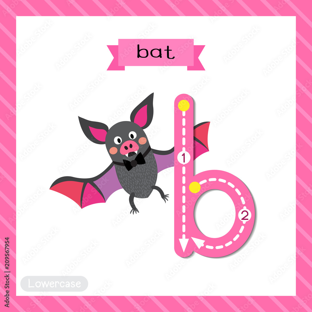 Letter B lowercase cute children colorful zoo and animals ABC alphabet ...