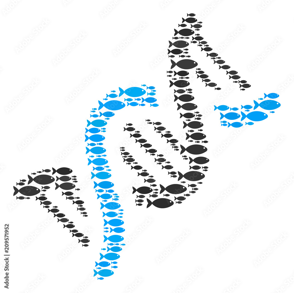 DNA spiral vector mosaic constructed with randomized fish components in ...