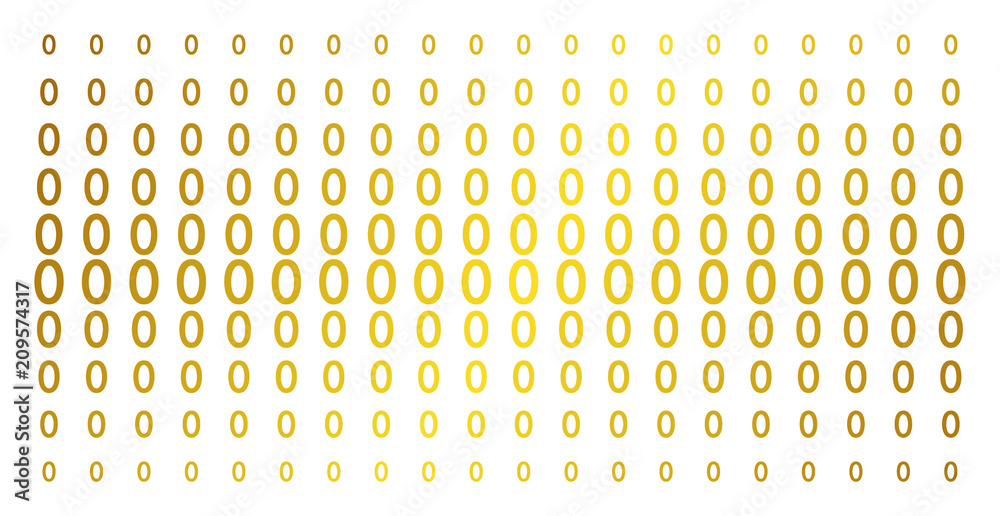 Zero digit icon golden halftone pattern. Vector zero digit shapes are ...