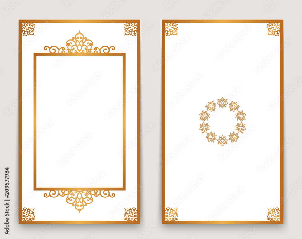 Vintage golden frames for book cover or invitation card design Stock ...
