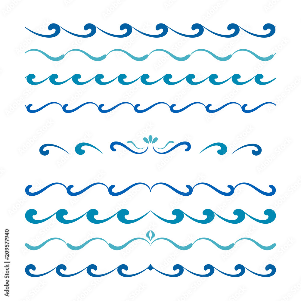 Set of wavy border ornaments and flourishes Stock Vector | Adobe Stock