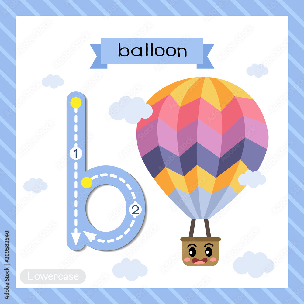 Letter B lowercase cute children colorful transportations ABC alphabet ...