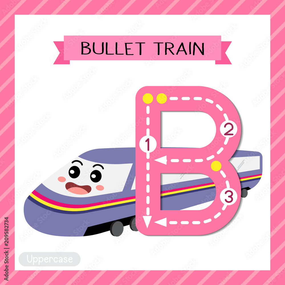 Letter B uppercase cute children colorful transportations ABC alphabet ...