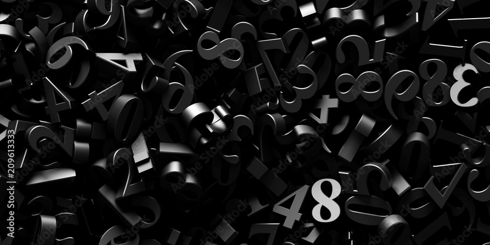 Infinite random numbers, original 3d rendering background, technology ...