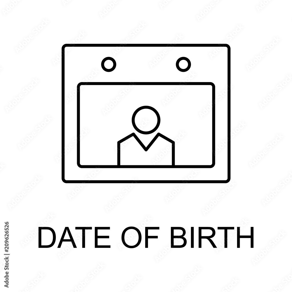 date of birth line icon. Element of human resources signs with name for ...