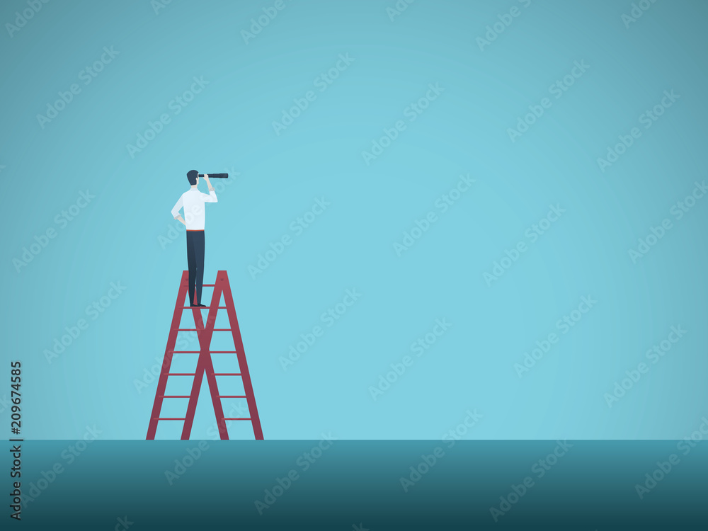 Business vision vector concept with business man standing on top of ...