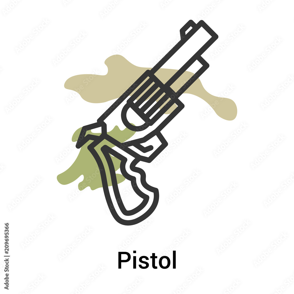 Pistol icon vector sign and symbol isolated on white background, Pistol ...