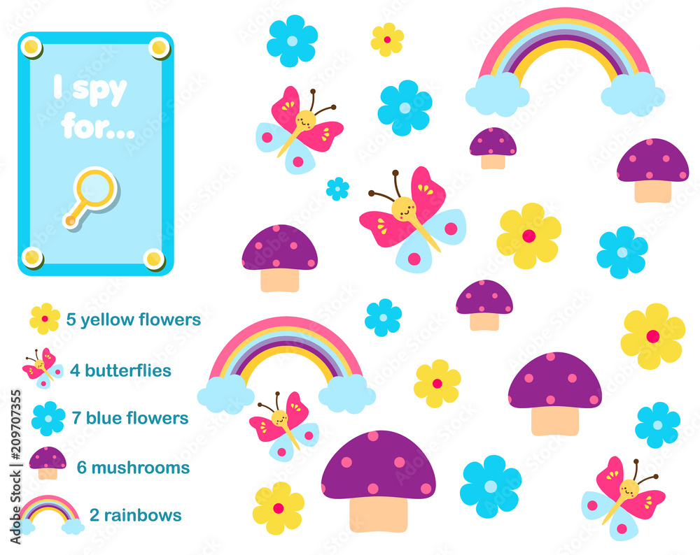 I spy game for toddlers. Find and count objects. Counting educational ...