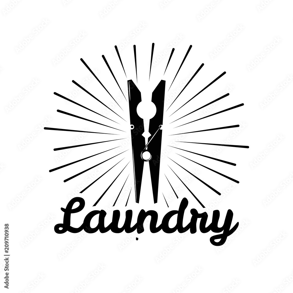 Clothes Pin icon. The Laundry logo, Dry Cleaning Service label. Clothes ...