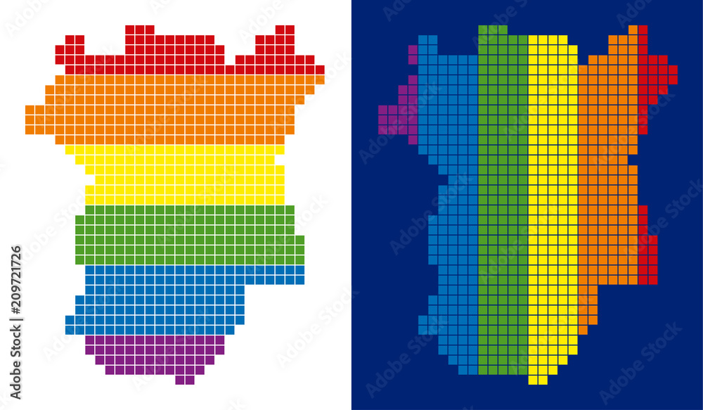 Dot LGBT Chechnya map variants. Vector geographic maps in rainbow ...