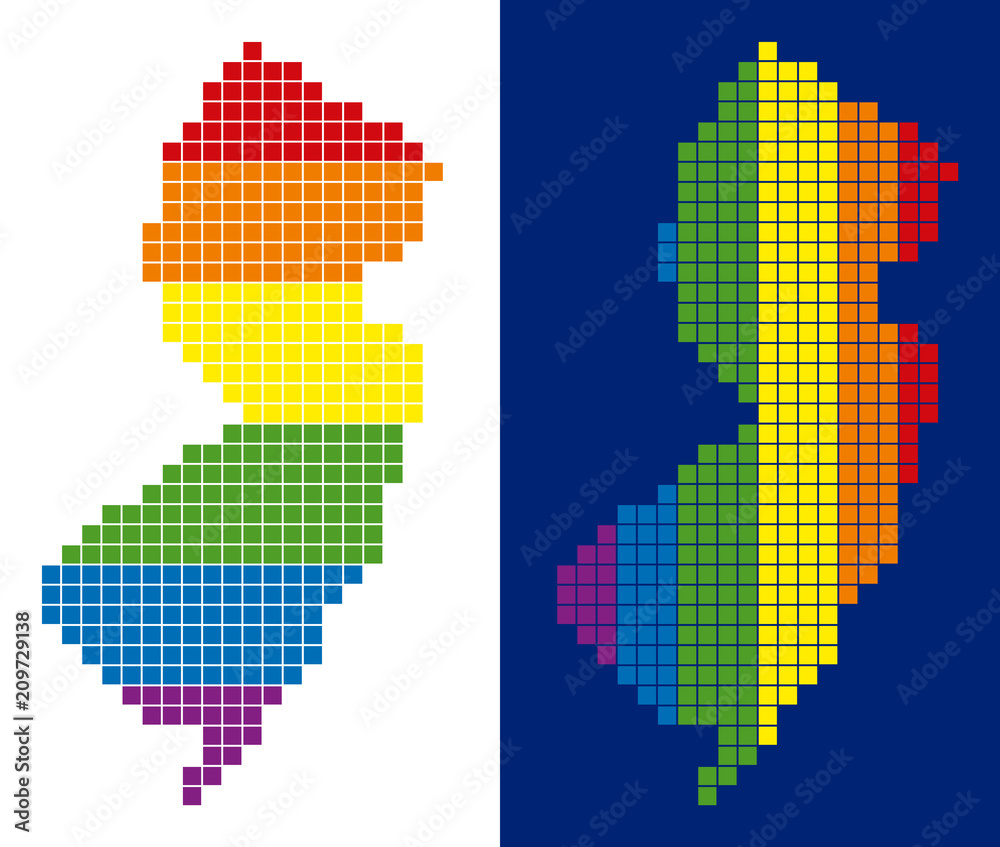 Dotted LGBT New Jersey State map versions. Vector geographic maps in ...