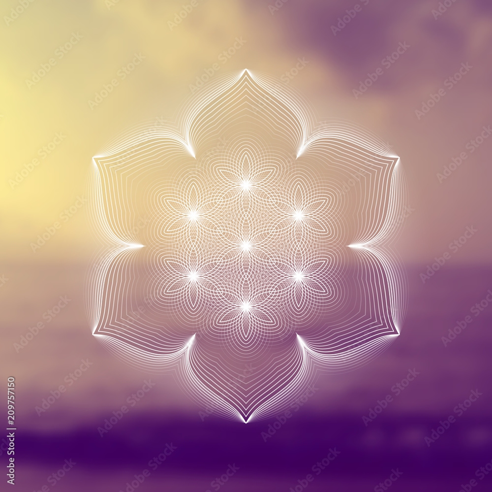 Vector template of banner; Spiritual sacred geometry; "Flower of life ...