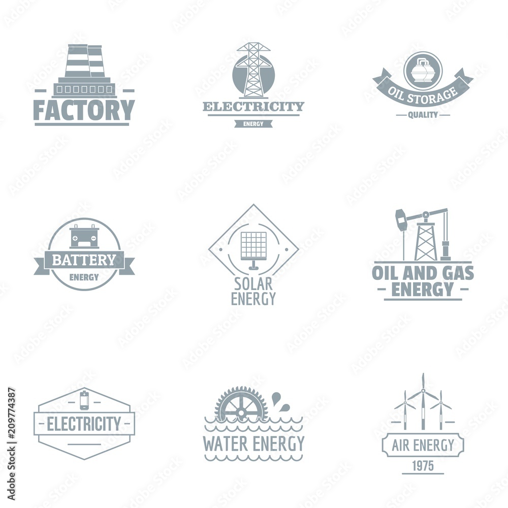 Manufacturing plant logo set. Simple set of 9 manufacturing plant ...
