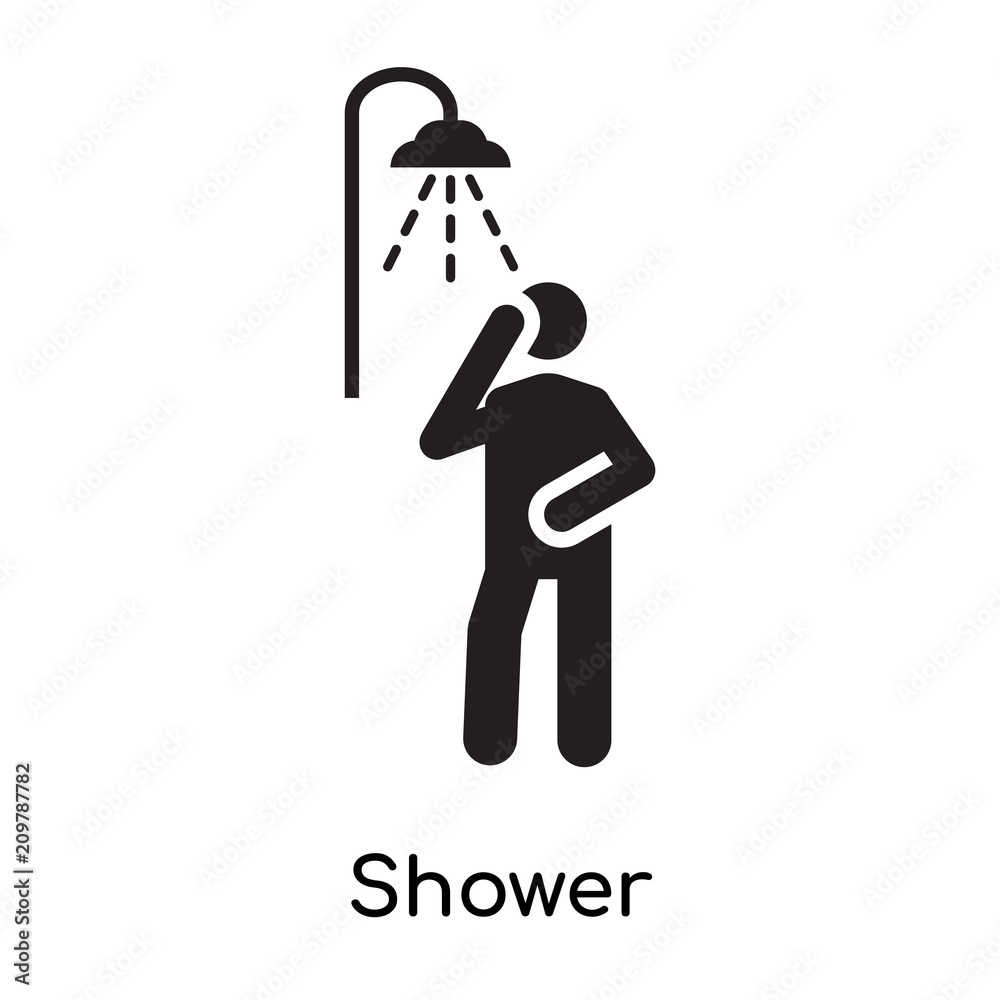Shower icon vector sign and symbol isolated on white background, Shower ...