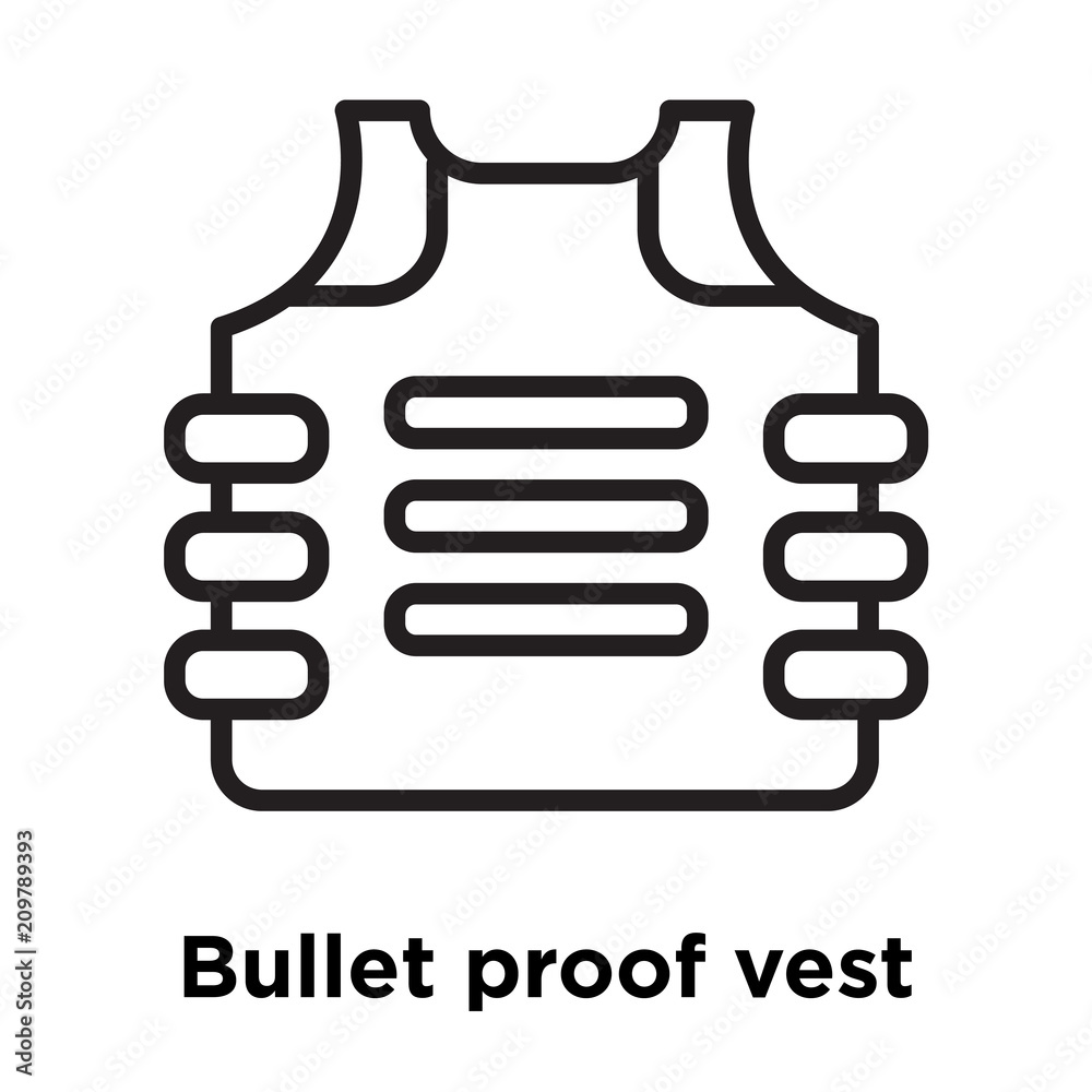 Bullet proof vest icon vector sign and symbol isolated on white ...