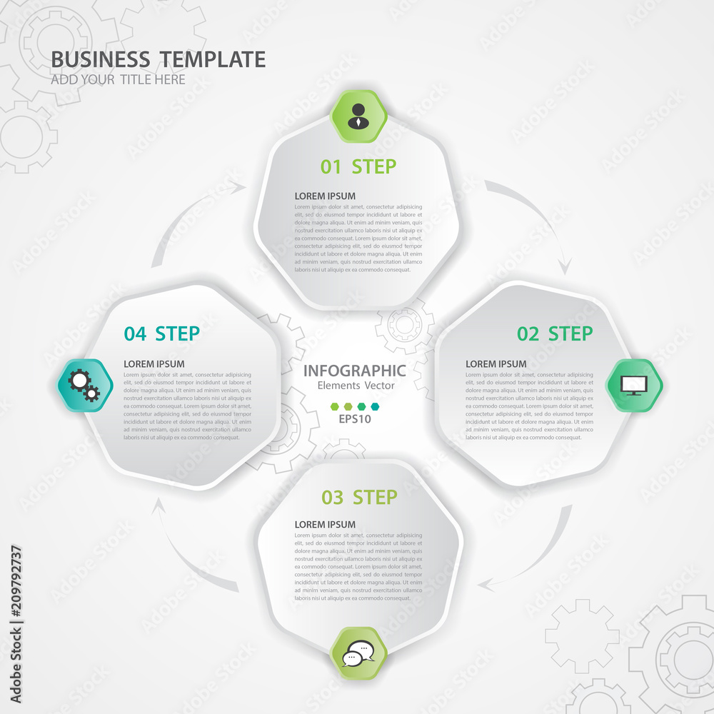 Infographics elements diagram with 4 steps, options, Vector ...