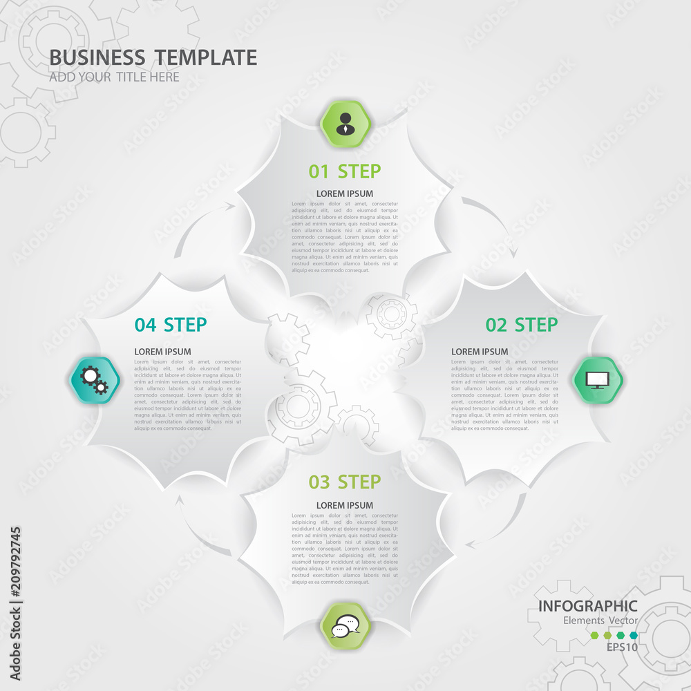 Infographics elements diagram with 4 steps, options, Vector ...