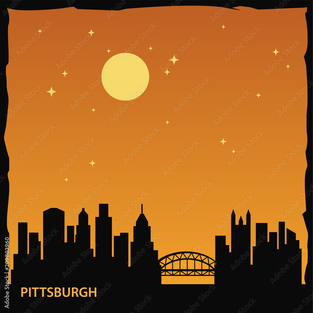 Pittsburgh City Skyline Logo Template Stock Vector | Adobe Stock