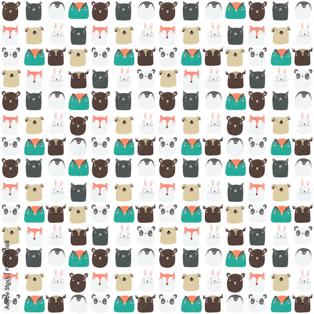 cute kiddie hand drawn seamless pattern illustration with adorable ...