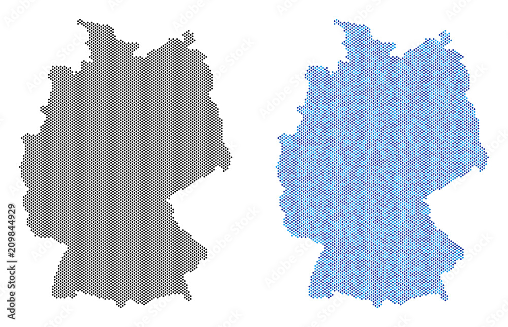 Dotted Germany map variants. Vector territorial schemes in black color ...