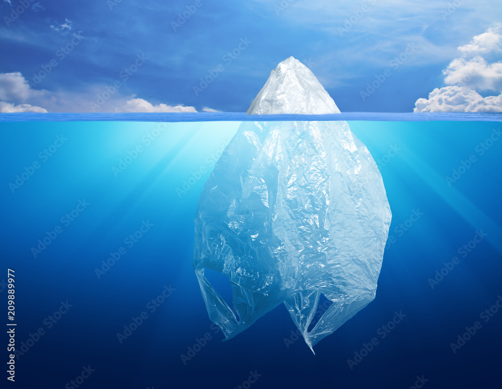 plastic bag environment pollution with iceberg Stock Photo | Adobe Stock