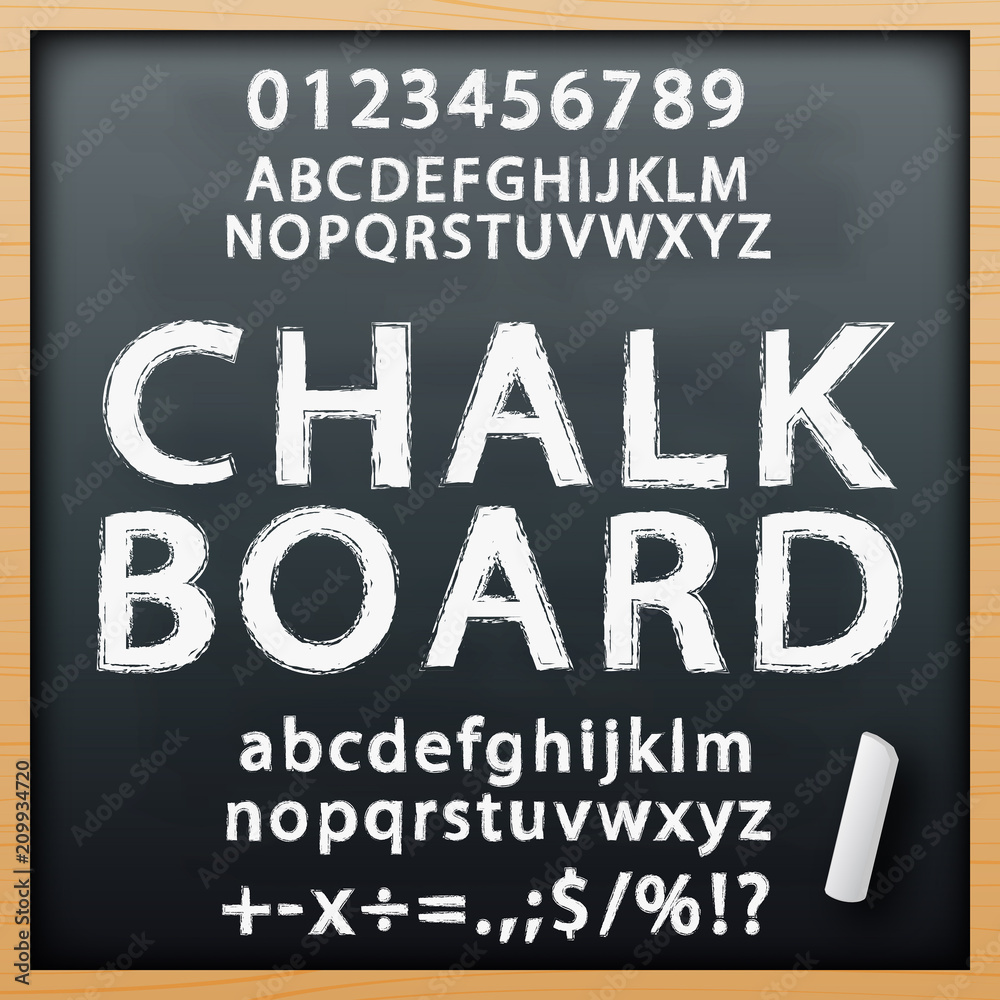 chalk board alphabet font Stock Vector | Adobe Stock