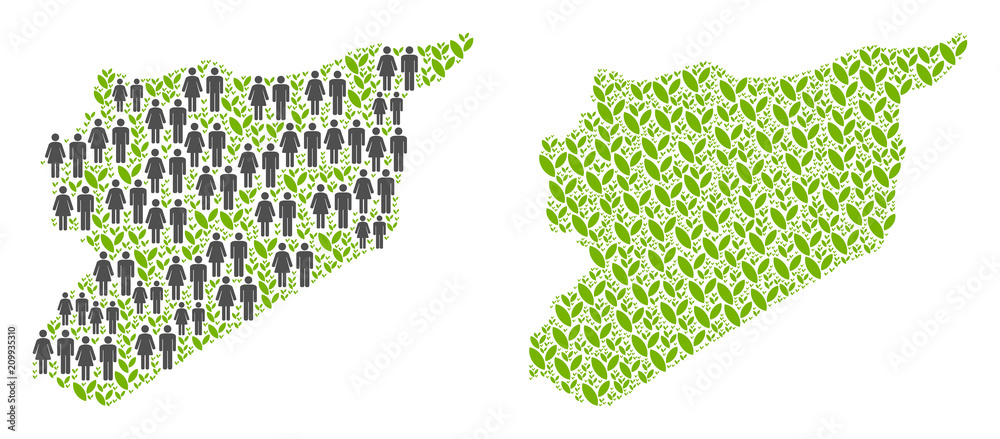 Image vectorielle Stock People population and grass Syria map. Vector ...