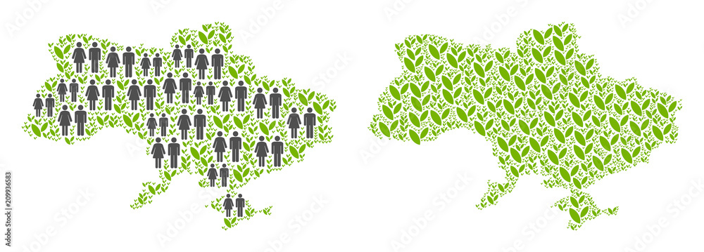People population and eco Ukraine map with Crimea. Vector collage of ...