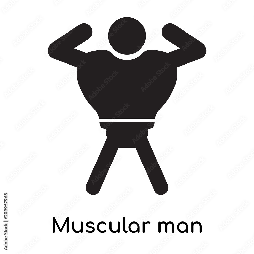 Muscular man showing his muscles icon vector sign and symbol isolated ...