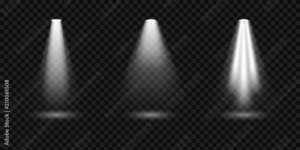 Creative vector illustration of bright lighting spotlights set, light ...