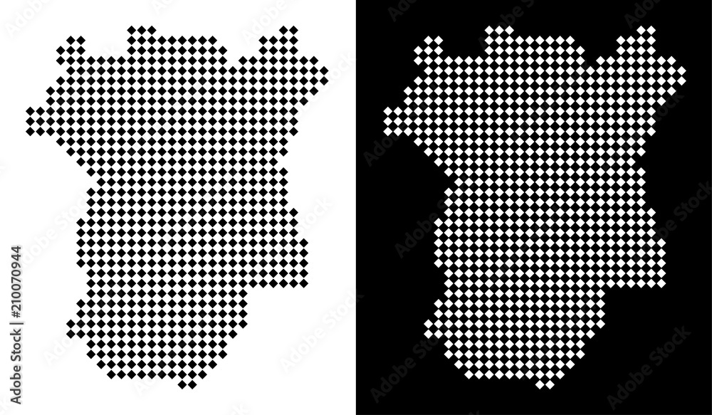 Vector rhombic dotted Chechnya map. Abstract territory maps in black ...