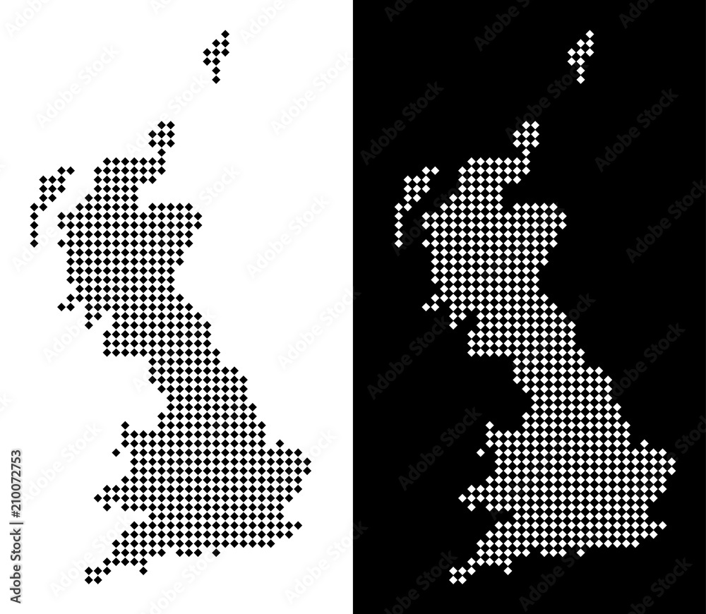 Vector rhombic dot Great Britain map. Abstract territorial maps in ...