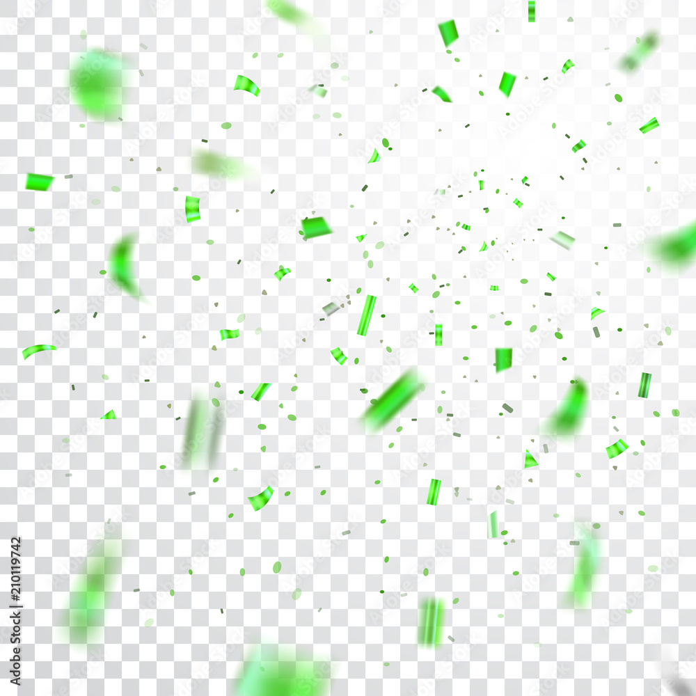 Green confetti explosion celebration isolated on white transparent ...