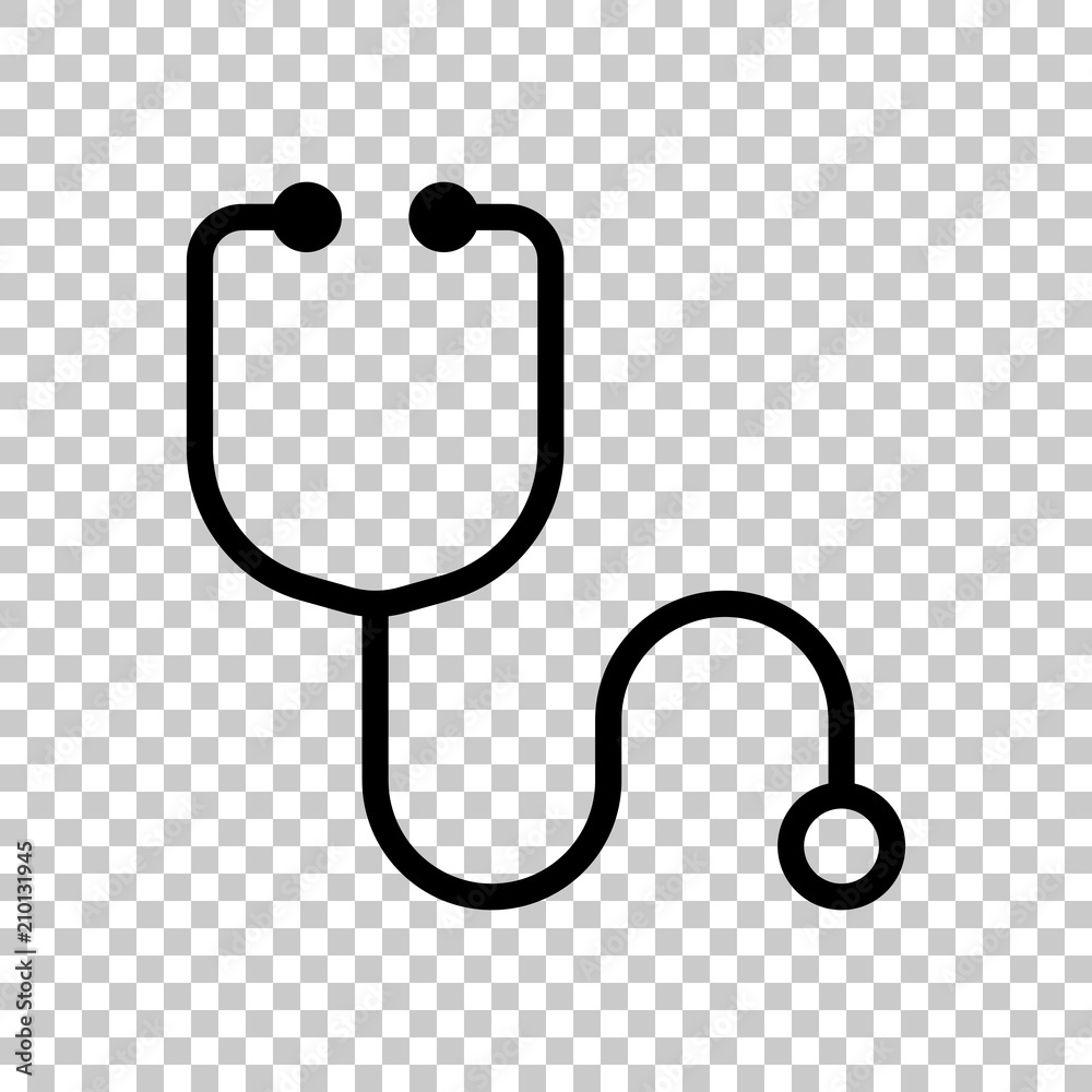 Simple stethoscope icon. Linear, thin outline. On transparent ba Stock ... Simple stethoscope icon. Linear, thin outline. On transparent ba Stock ...